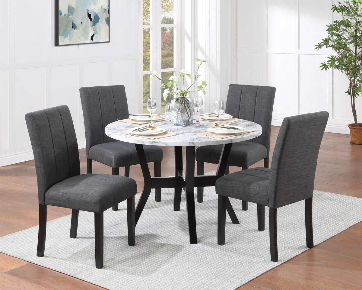 Kusa - 5 Piece Pack Dining Set With Engineering Stone Top - Black ...